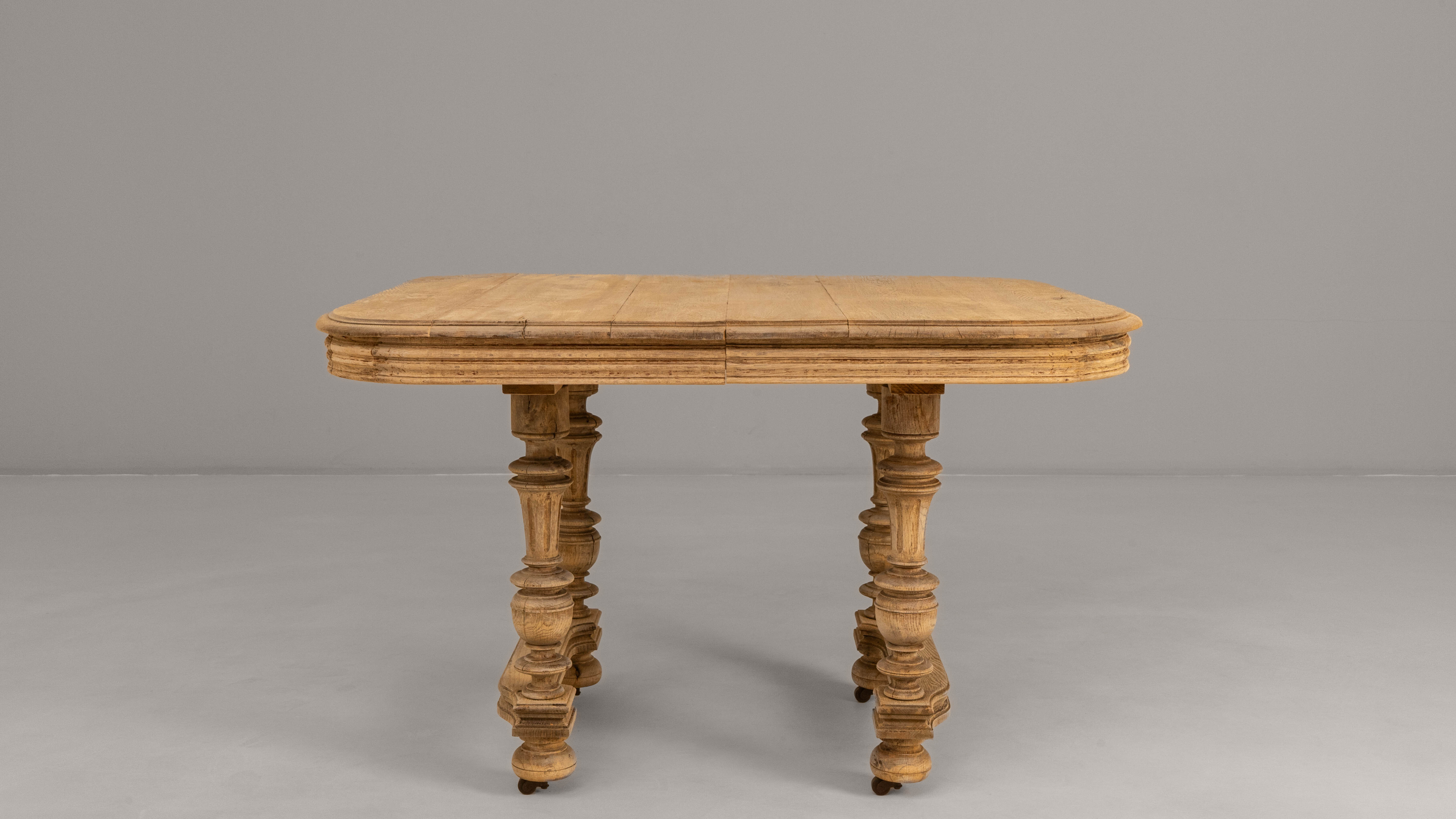 Renaissance Revival Oak Table on Wheels