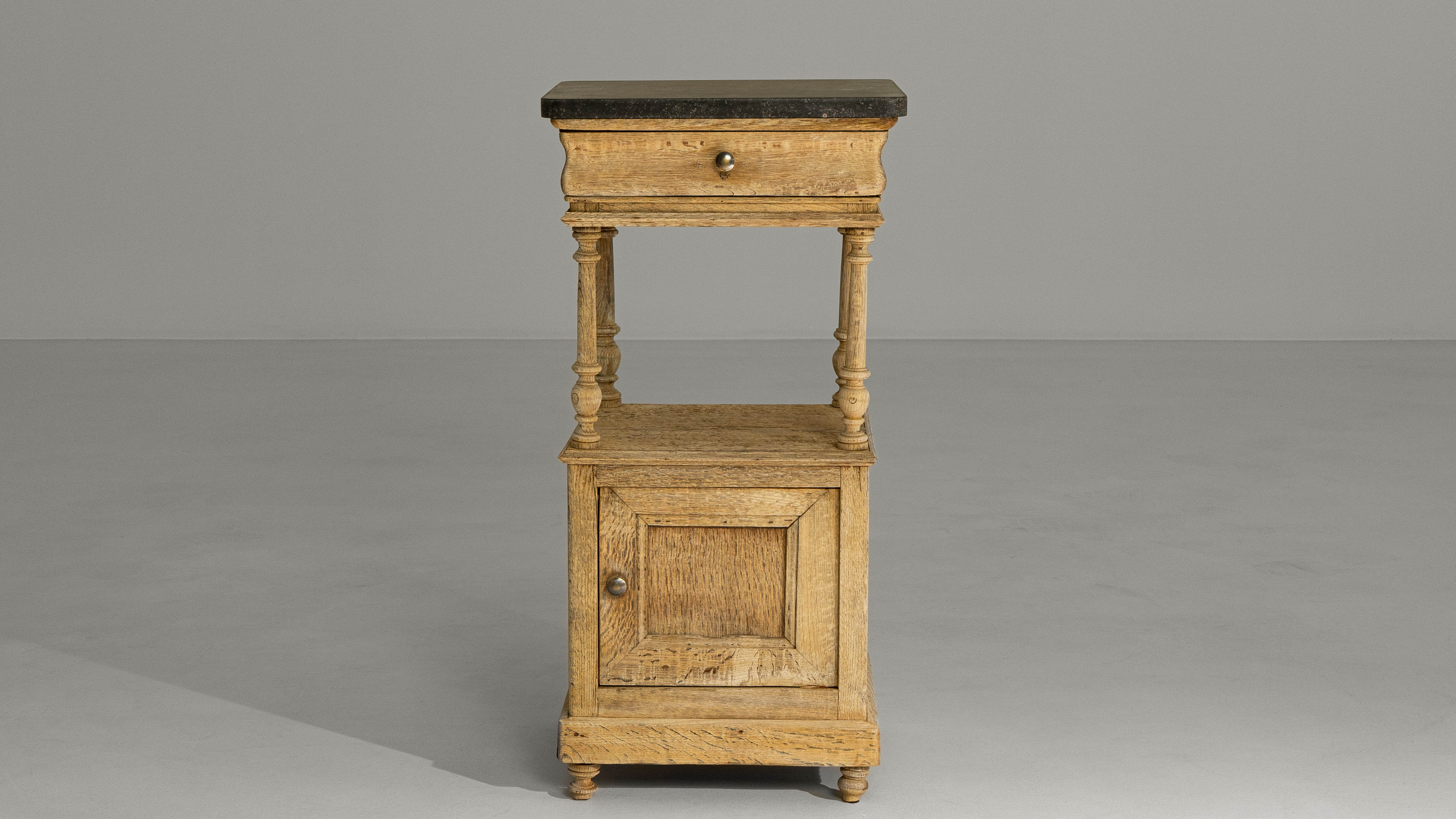 Louis XVI Oak Bedside Table With Bluestone Top